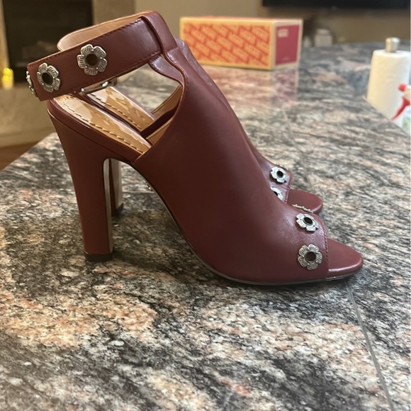 Coach | Shoes | Womens Coach Edison G253 Red Merlot Leather Ankle Strap ...